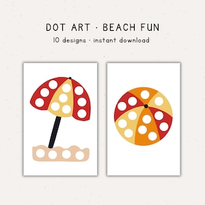 Beach Dot Art Printables • Do a Dot Worksheets for Kids • Beach ...