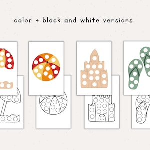 Beach Dot Art Printables • Do a Dot Worksheets for Kids • Beach ...