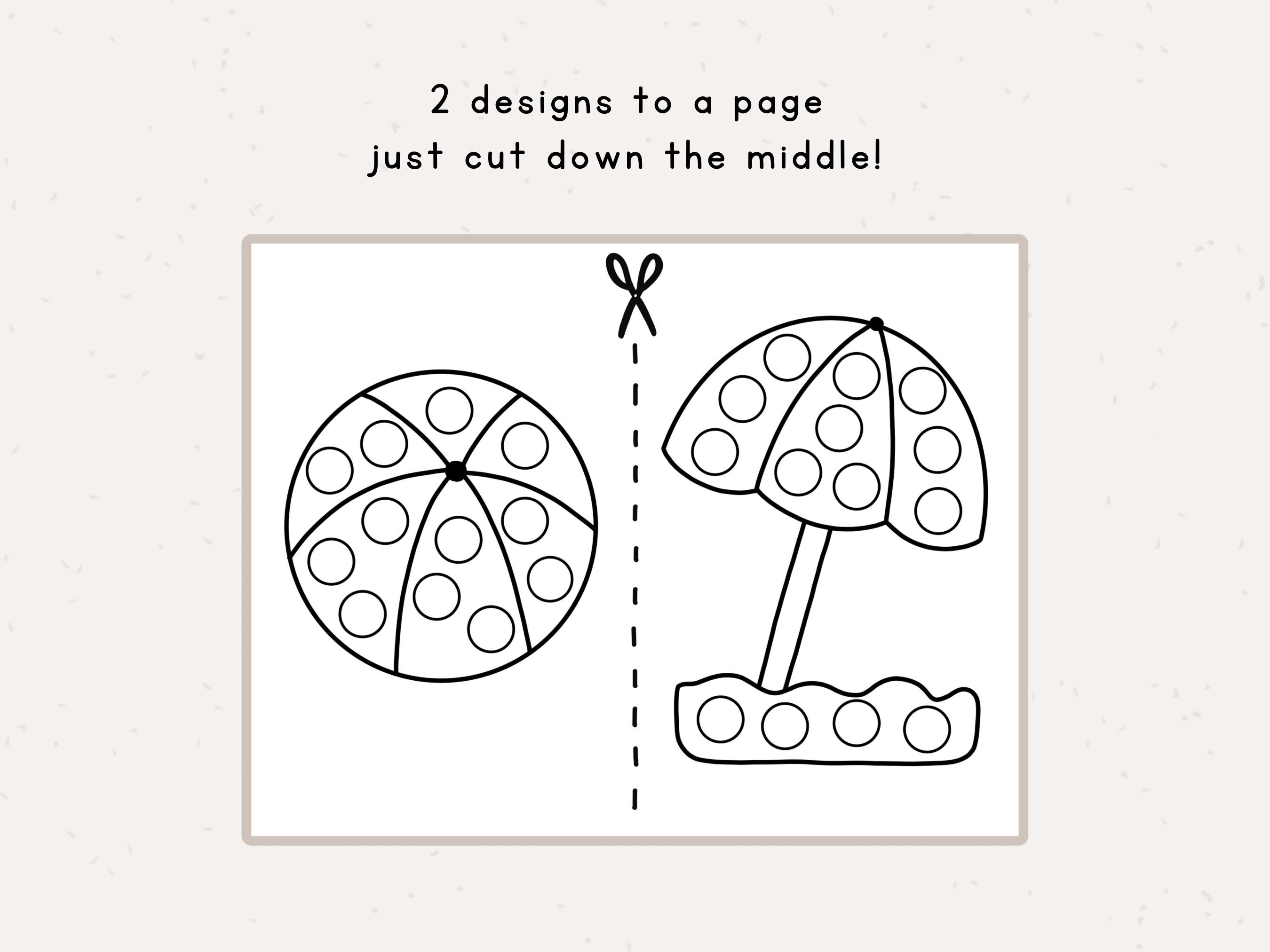 Beach Dot Art Printables • Do a Dot Worksheets for Kids • Beach ...