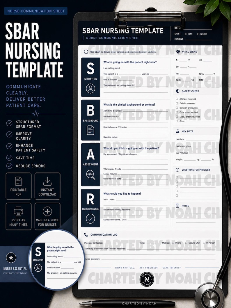 SBAR Nursing Template | Nurse Communication Sheet for Nurses - Etsy UK