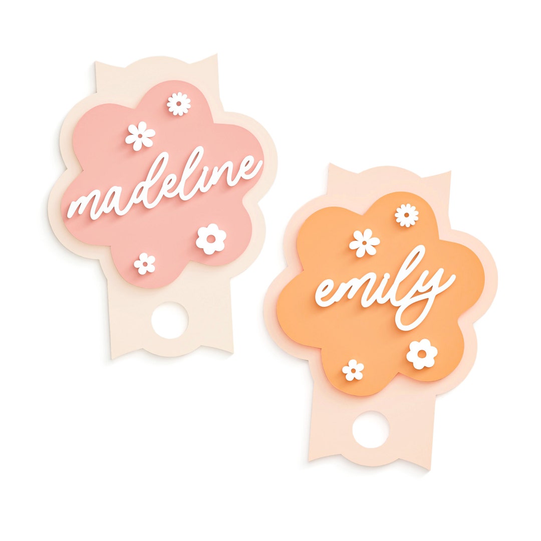 Personalized Floral Stanley Name Tag, Daisy Stanley Name Plate, Flower ...