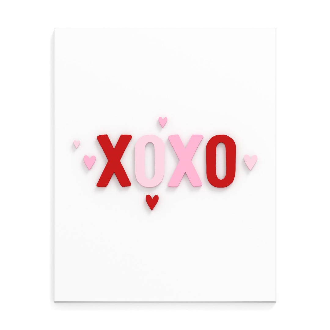 XOXO Acrylic Valentine's Day Wall Art, Romantic, Prints, Pink Hearts ...