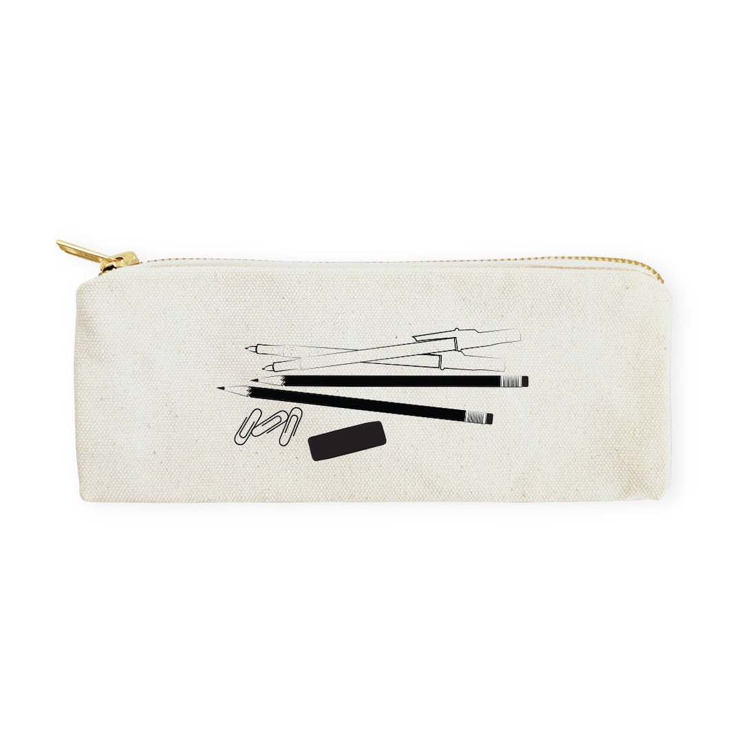 Pen and Pencil Graphic Cotton Canvas Pencil Case and Travel Pouch for ...