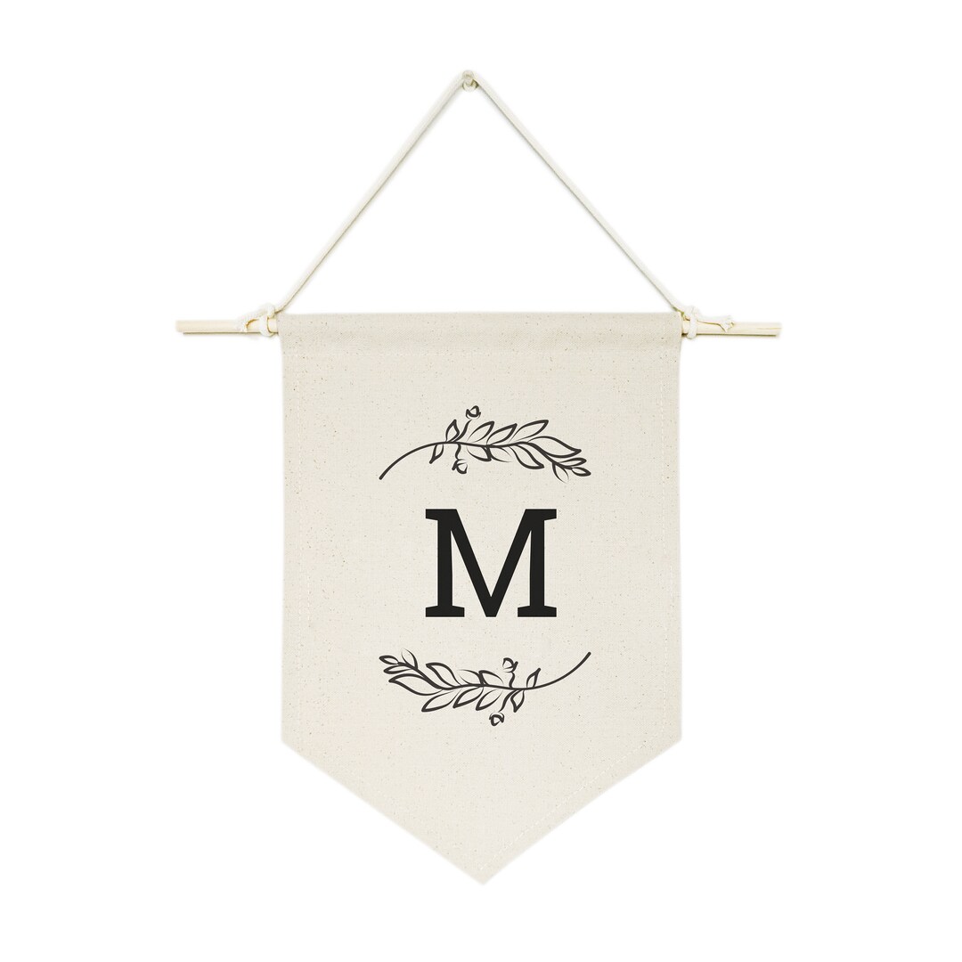 Personalized Monogram With Vine Hanging Wall Canvas Banner and Wall ...