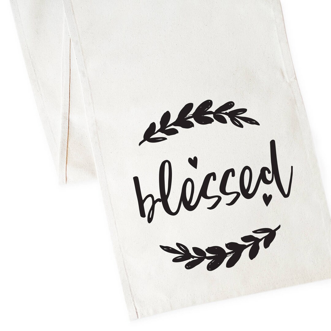 Cotton Canvas Blessed Thanksgiving Table Runner and Holiday Party ...