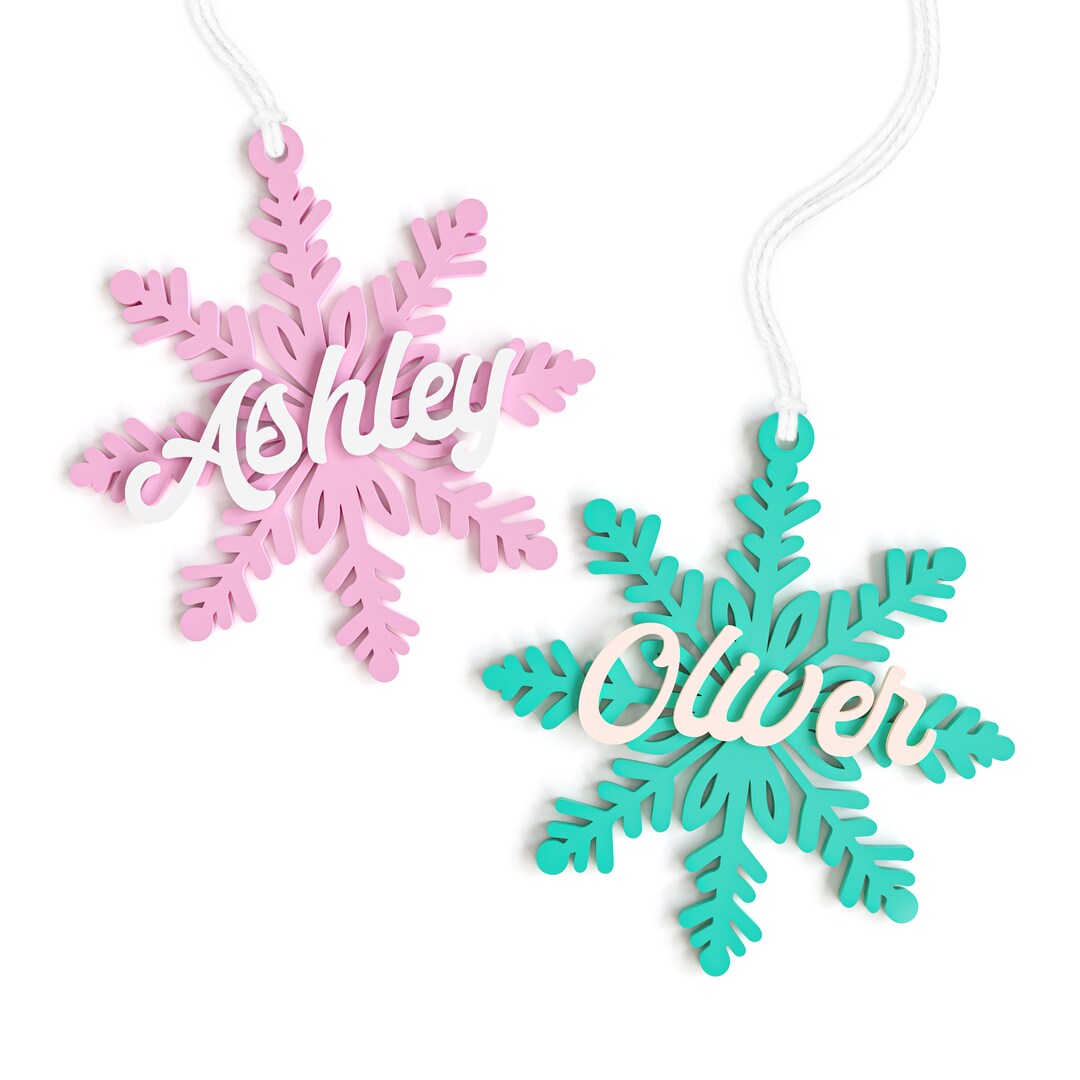Personalized Name Acrylic Snowflake Gift Tag, Christmas Gift Tag ...