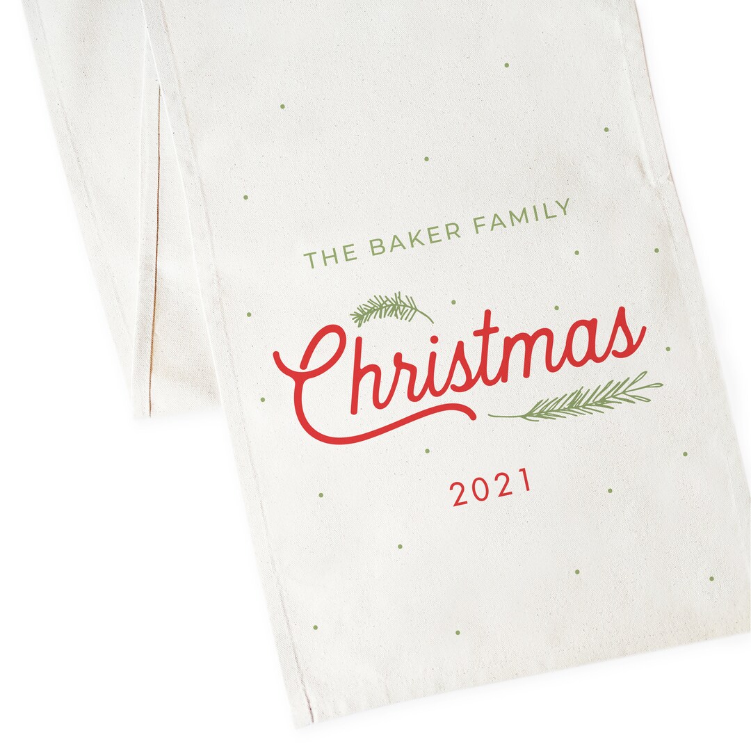 Personalized Family Last Name With Year Christmas Canvas Table Runner ...