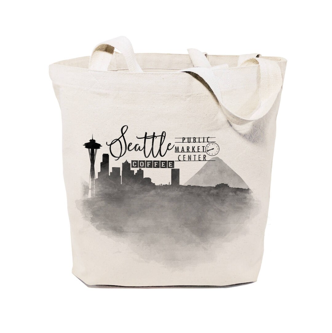 Seattle Cotton Canvas Cityscape, Beach, Shopping and Travel Reusable ...