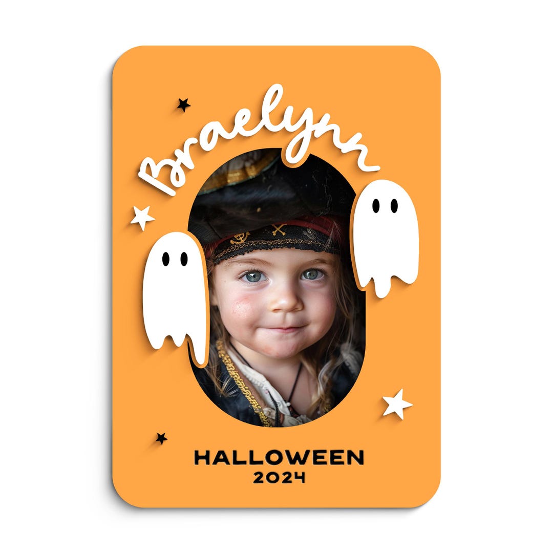 Personalized Name Halloween Ghost Fridge Photo Magnet Frame, Spooky ...