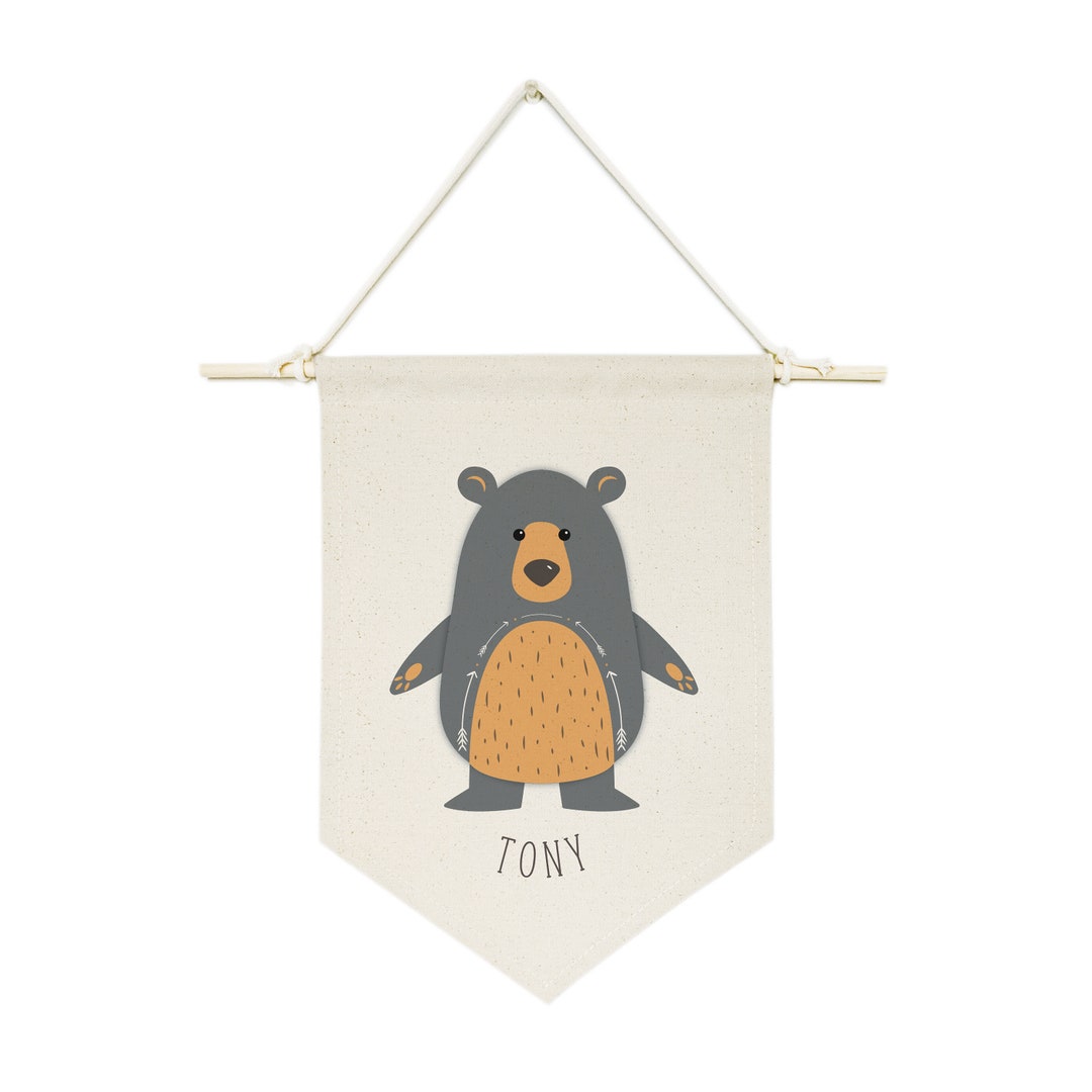 Personalized Name Bear Hanging Wall Canvas Banner and Wall Decor for ...