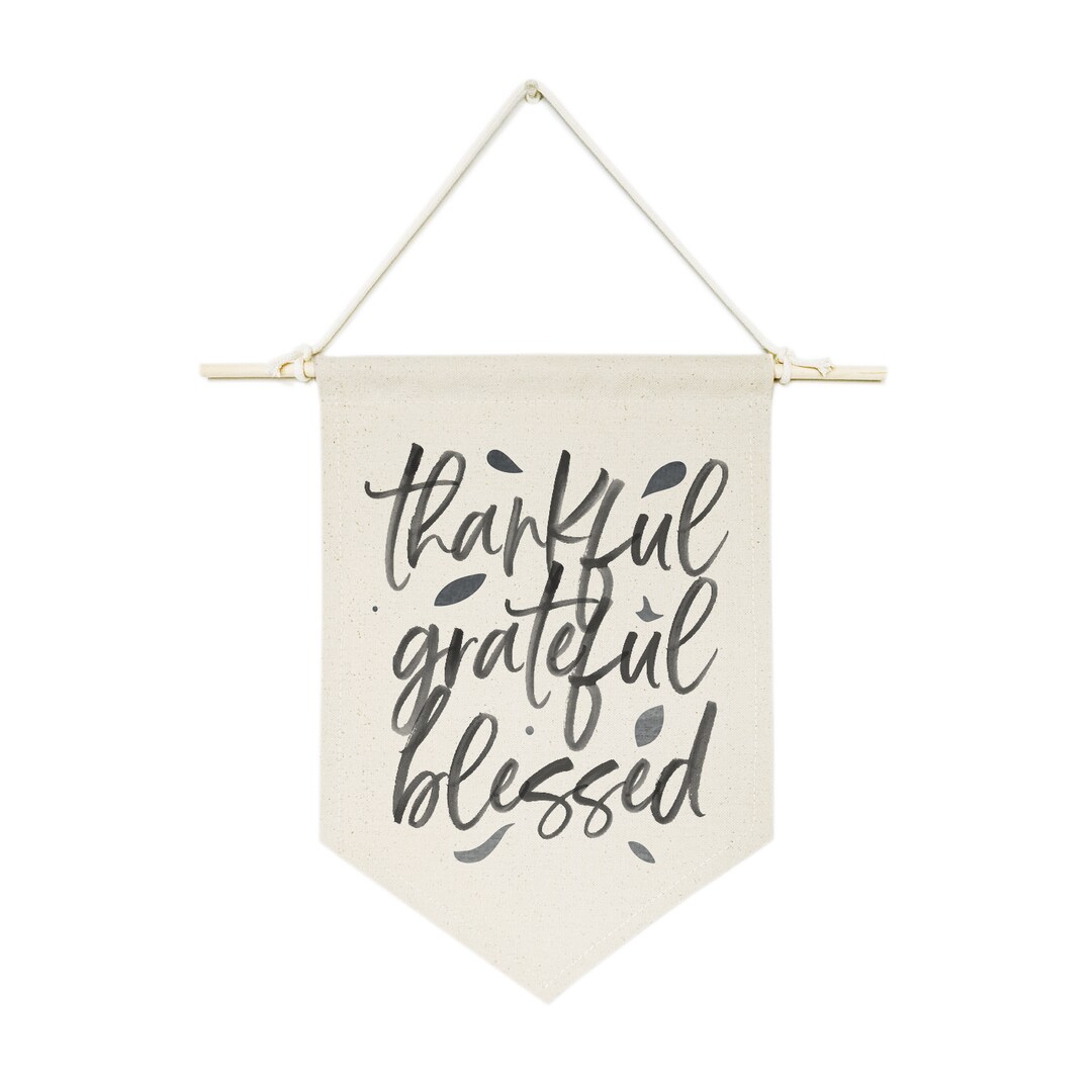Thankful, Grateful, Blessed Hanging Wall Canvas Banner and Wall Decor ...