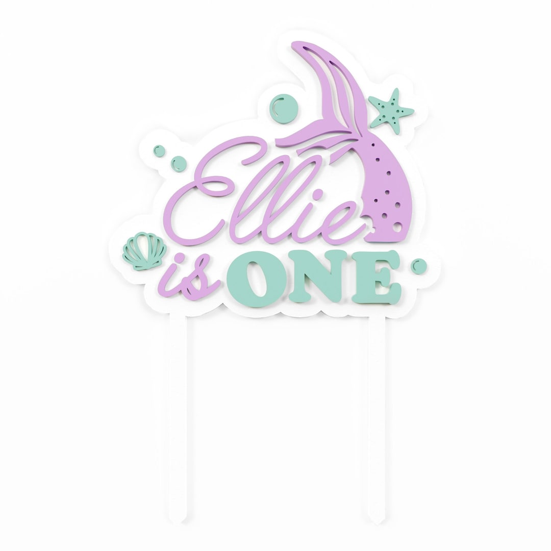 Personalized Name Mermaid Birthday Cake Topper, Acrylic, First Birthday ...