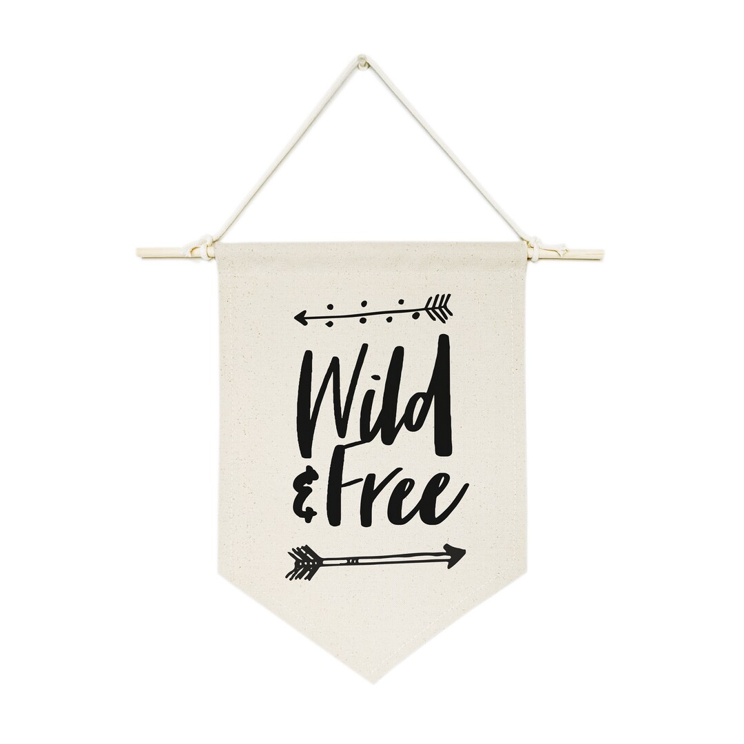 Wild and Free Hanging Wall Canvas Banner and Wall Decor for Kid's Room ...