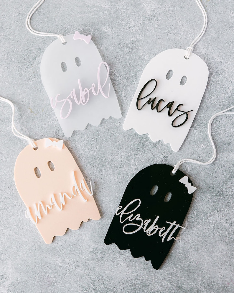 Personalized Name Ghost Tag Halloween Gift Basket Gift Tag - Etsy