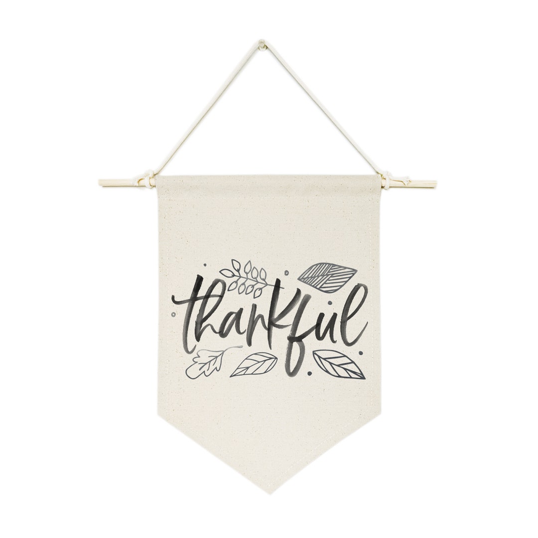 Thankful Hanging Wall Canvas Banner and Wall Decor, Autumn, Gift ...