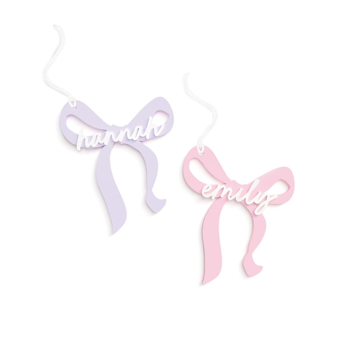 Personalized Name Coquette Bow Gift Tag, Acrylic Gift Tag, Gift Wrap ...