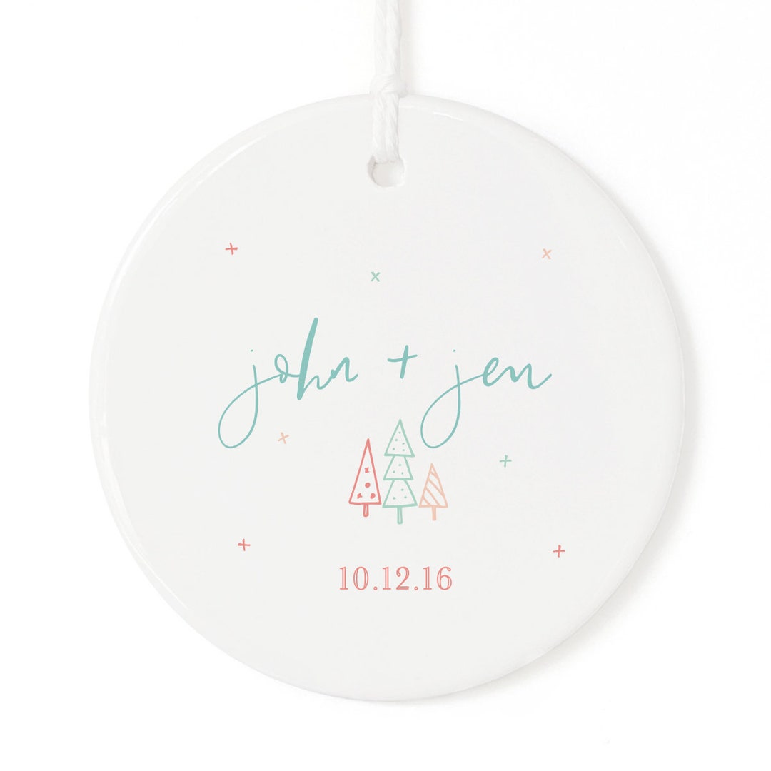 Personalized Modern Couple Names And Date Porcelain Ceramic Modern personalized-modern-couple-names-and-date-porcelain-ceramic-modern