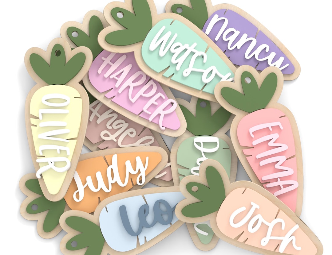 Personalized Carrot Easter Basket Tag, Custom Bunny Gift Tag, Kids ...