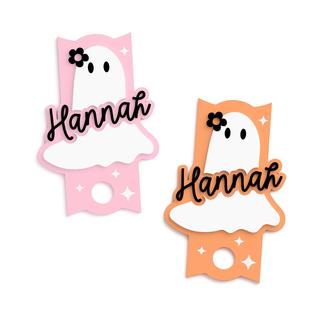 Personalized Ghost With Daisy Stanley Name Tag, Halloween Name Plate ...