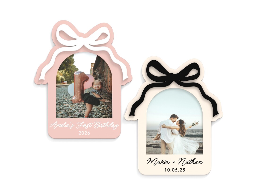 Personalized Bow Acrylic Fridge Photo Magnet Frame, Picture Frame Gift ...