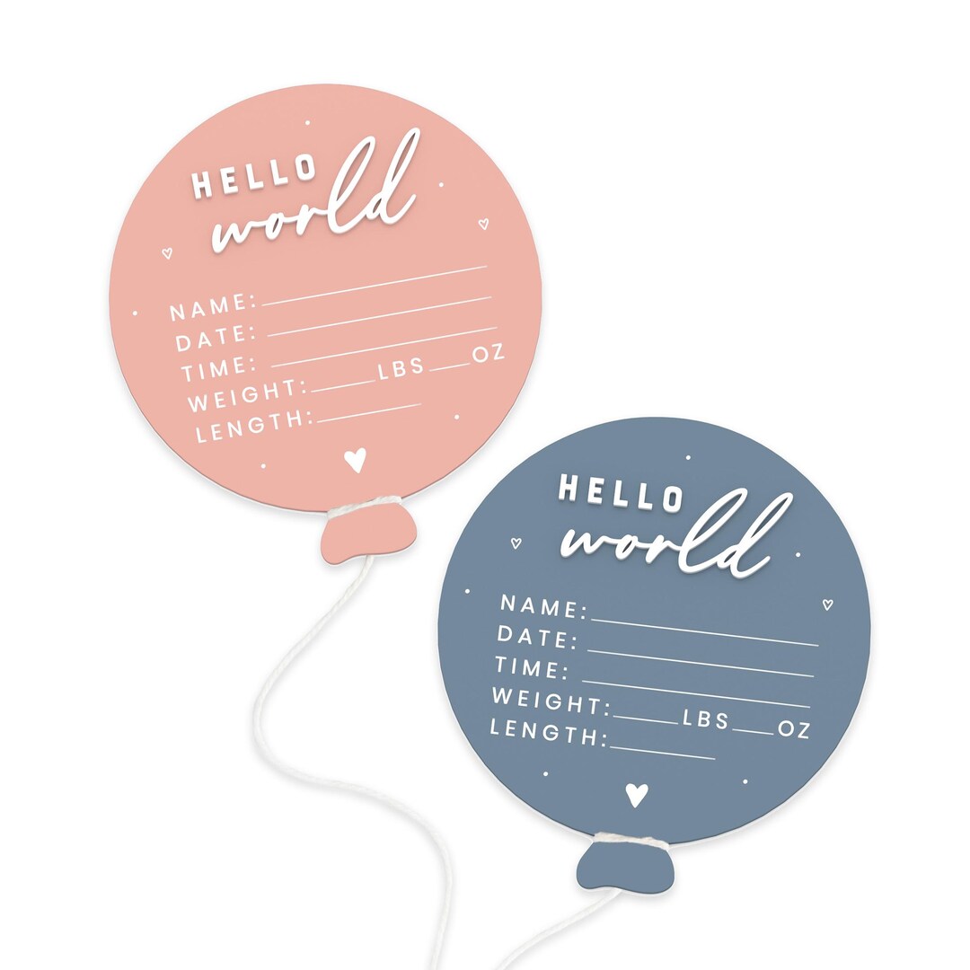 Newborn Baby Stats Acrylic Sign, Baby Balloon Announcement, Nursery ...