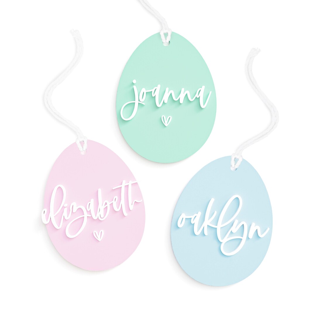 Personalized Name Easter Gift Basket Tag, Acrylic Gift Tag, Gift Wrap ...