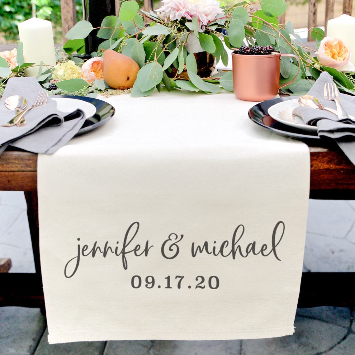 Personalized Name and Date Wedding Table Runner and Party - Etsy