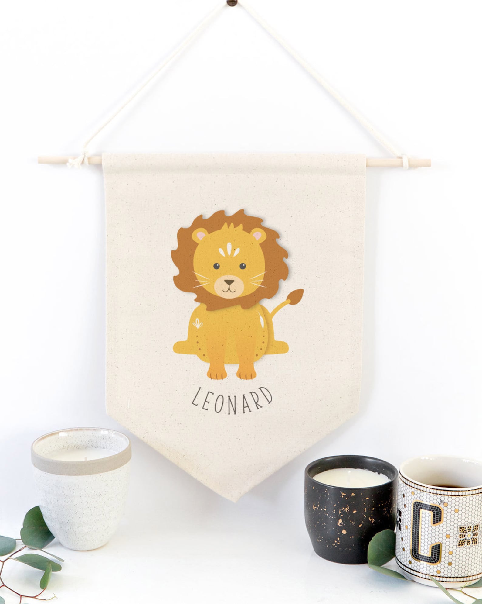 Personalized Name Lion Hanging Wall Canvas Banner and Wall - Etsy