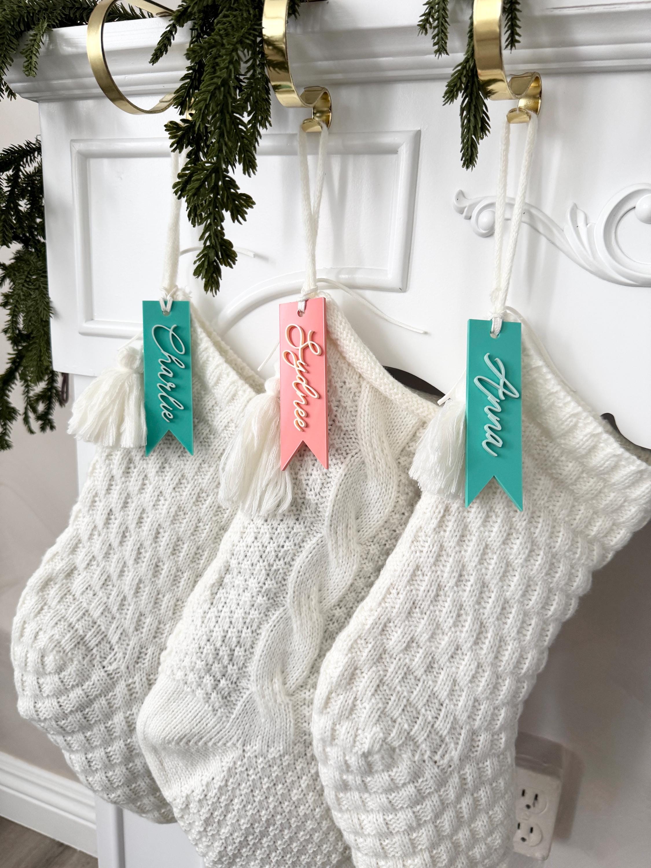 Personalized 3D Acrylic Pennant Stocking Tag, Custom Christmas Name Tag ...