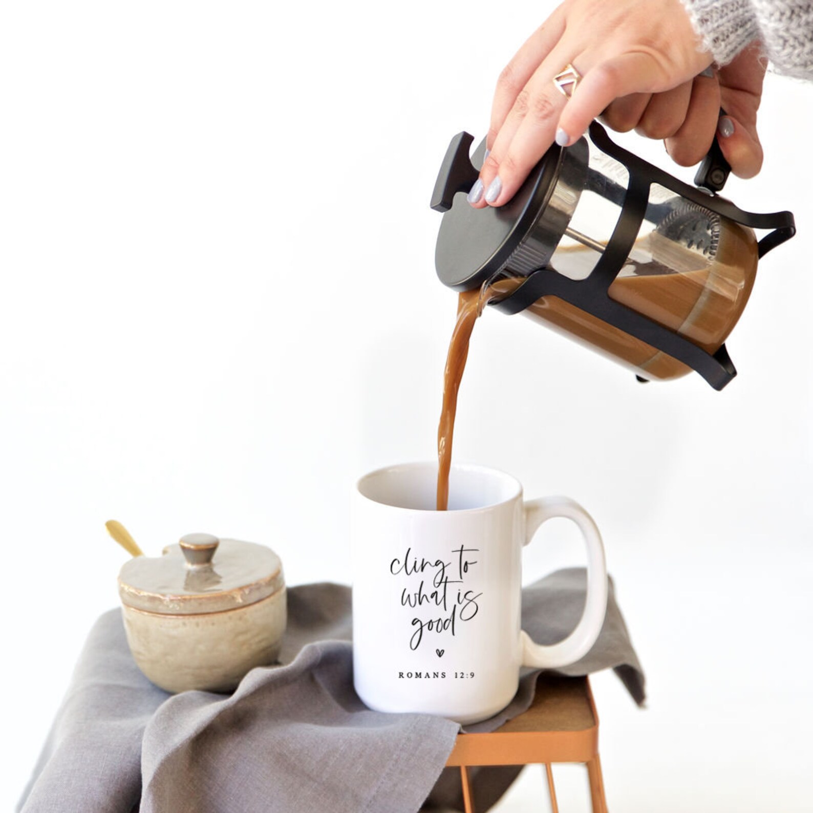 Cling to What is Good Porcelain Ceramic Coffee Mug, Scripture Coffee ...