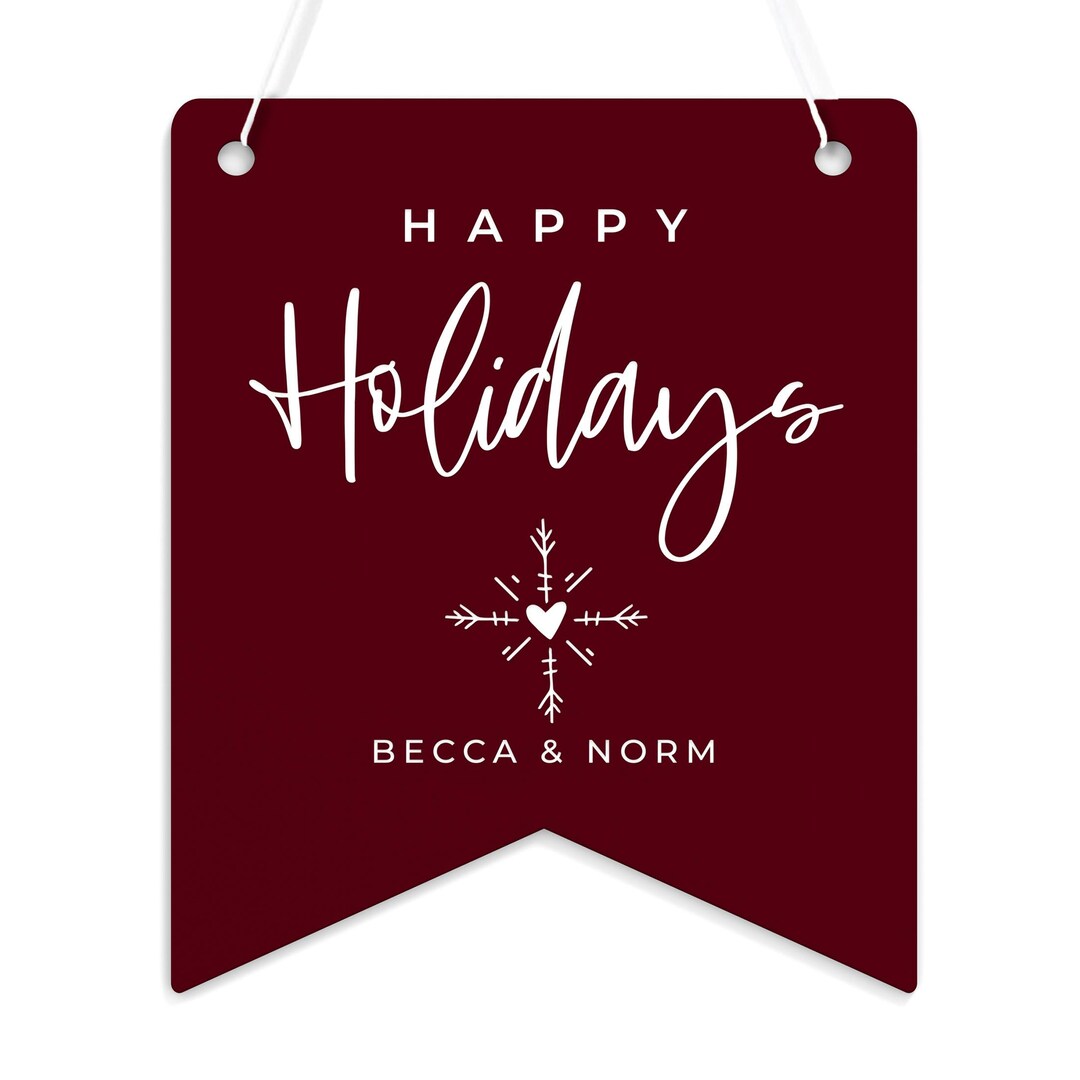 Personalized Couple Names Happy Holidays Hanging Wall Acrylic Banner ...