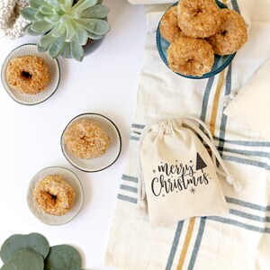 Merry Christmas Cotton Canvas Holiday Party Favor Bags, Cookie, Candy ...