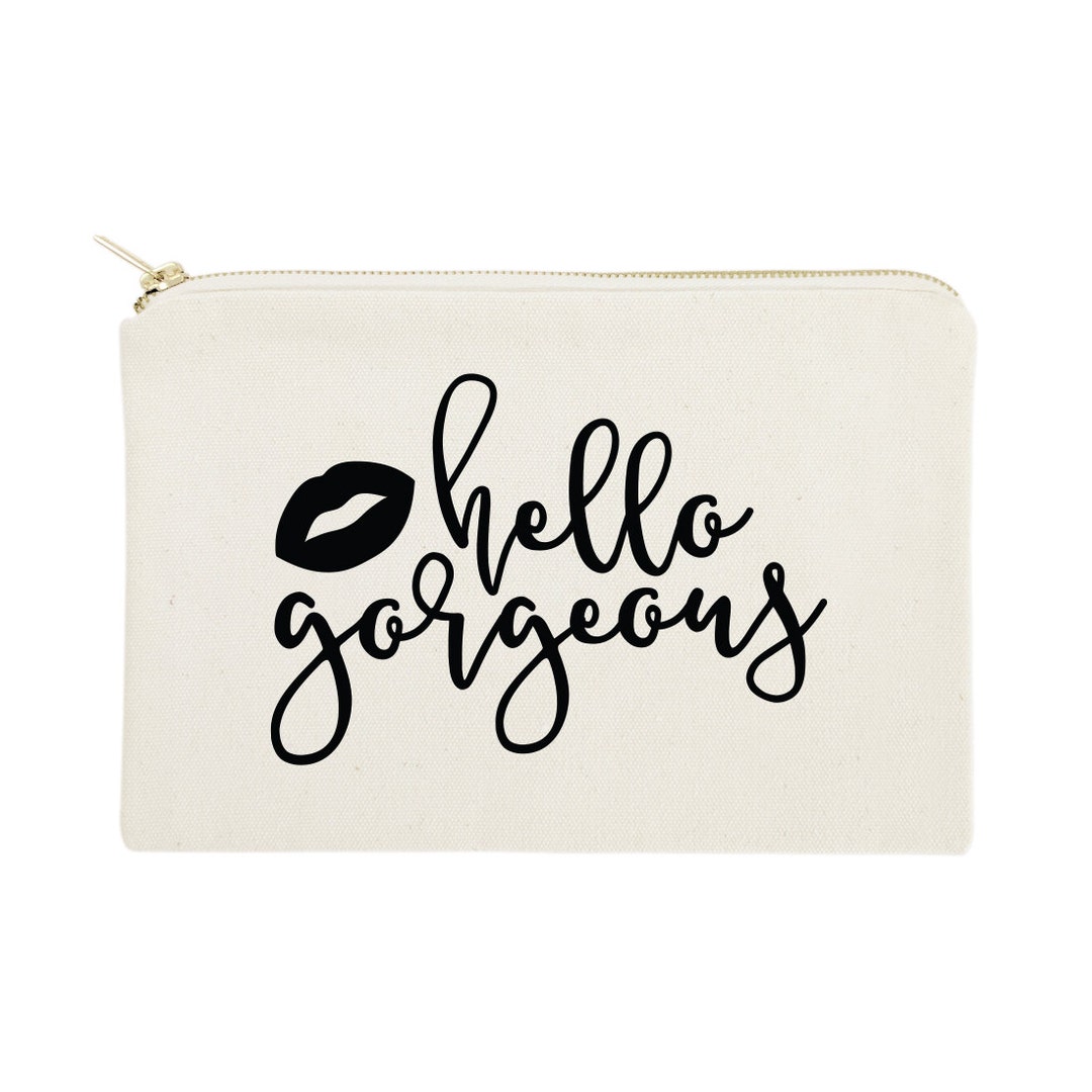 Hello Gorgeous Cotton Canvas Cosmetic Bag, Toiletry Bag and Travel ...