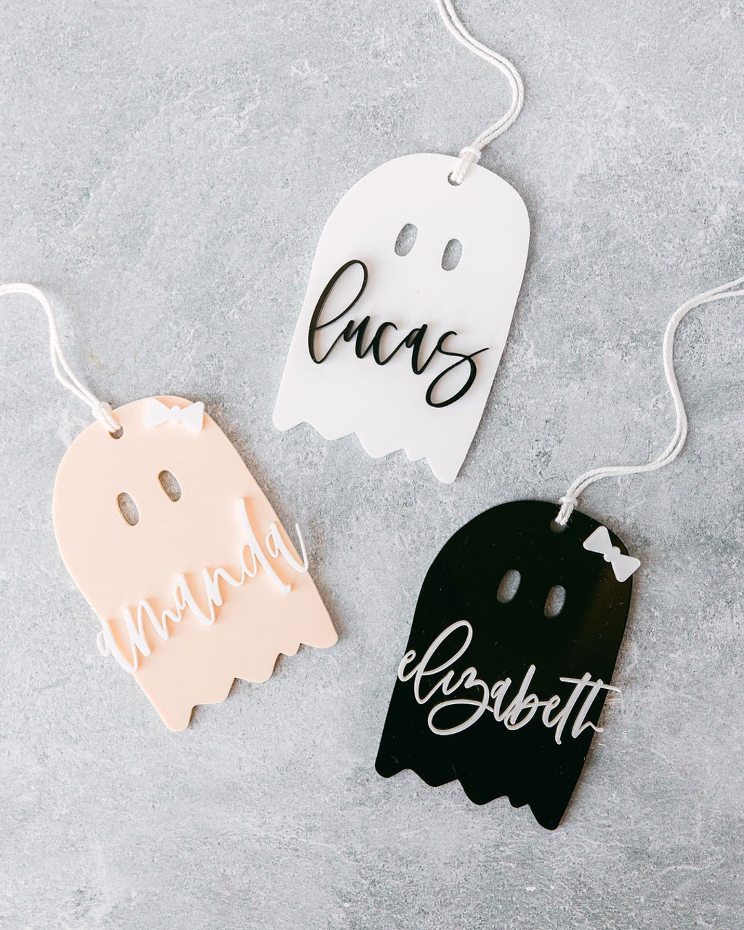 Personalized Name Ghost Tag, Halloween Gift Basket Gift Tag, Acrylic ...