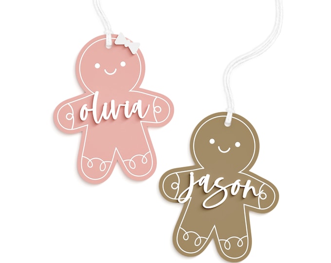 Gingerbread Tags, Acrylic Christmas Gift Tags, Custom Name Gift Tags ...