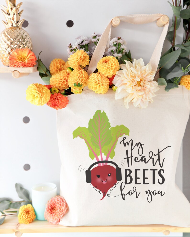 My Heart Beets for You Cotton Canvas Reusable Grocery Bag and | Etsy