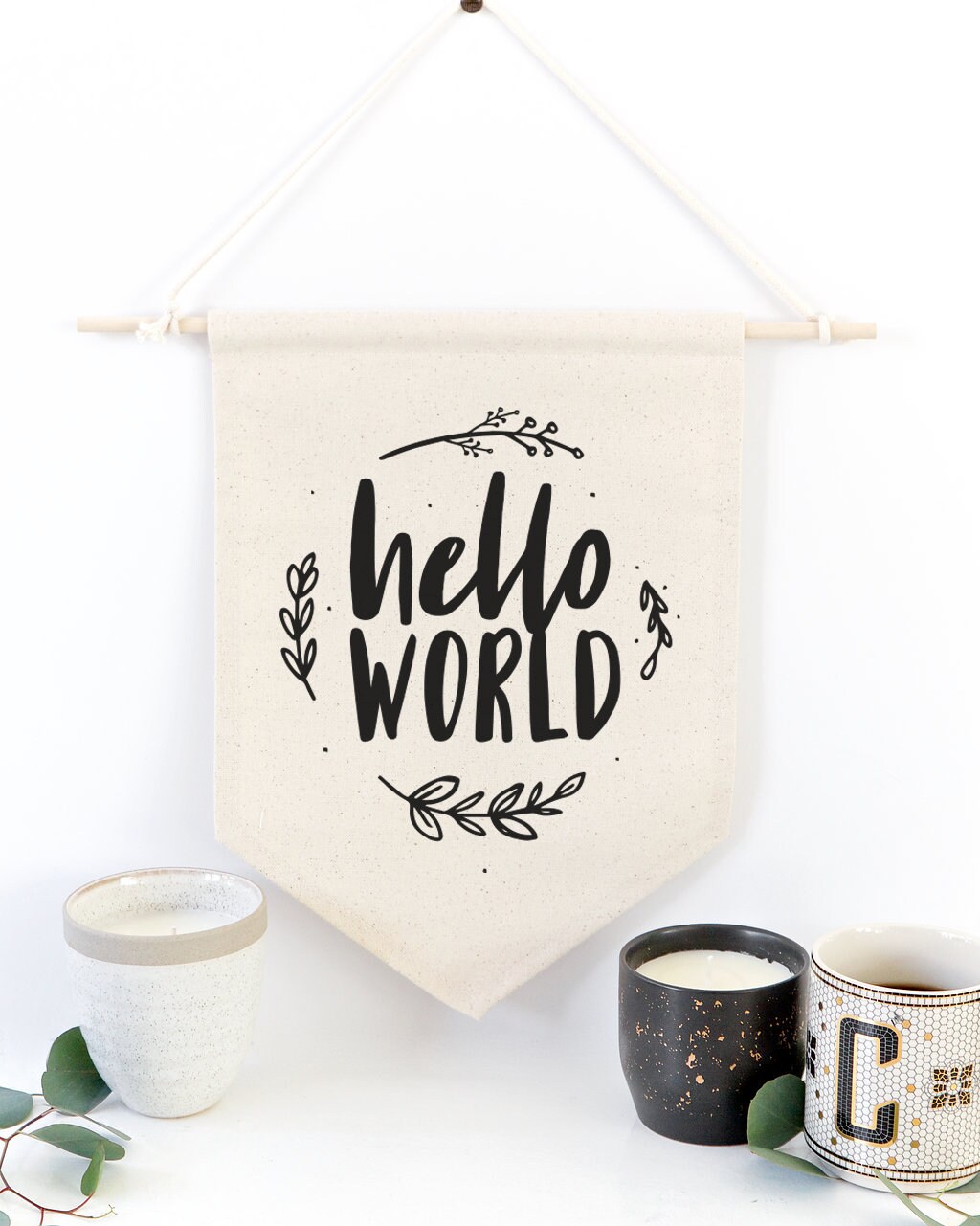 Hello World With Vines Hanging Wall Banner and Wall Decor for - Etsy
