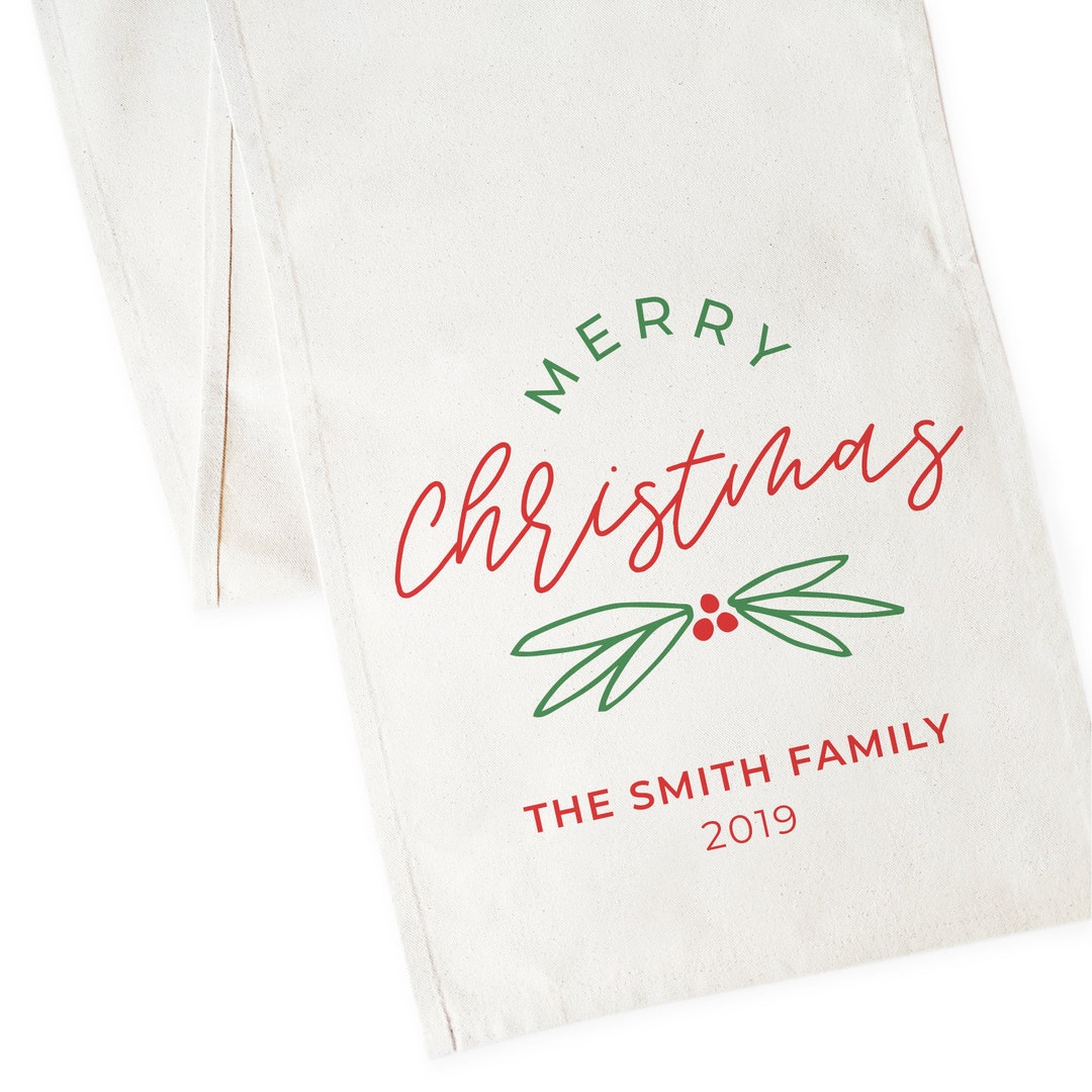 Personalized Family Last Name With Year Merry Christmas Canvas Table ...