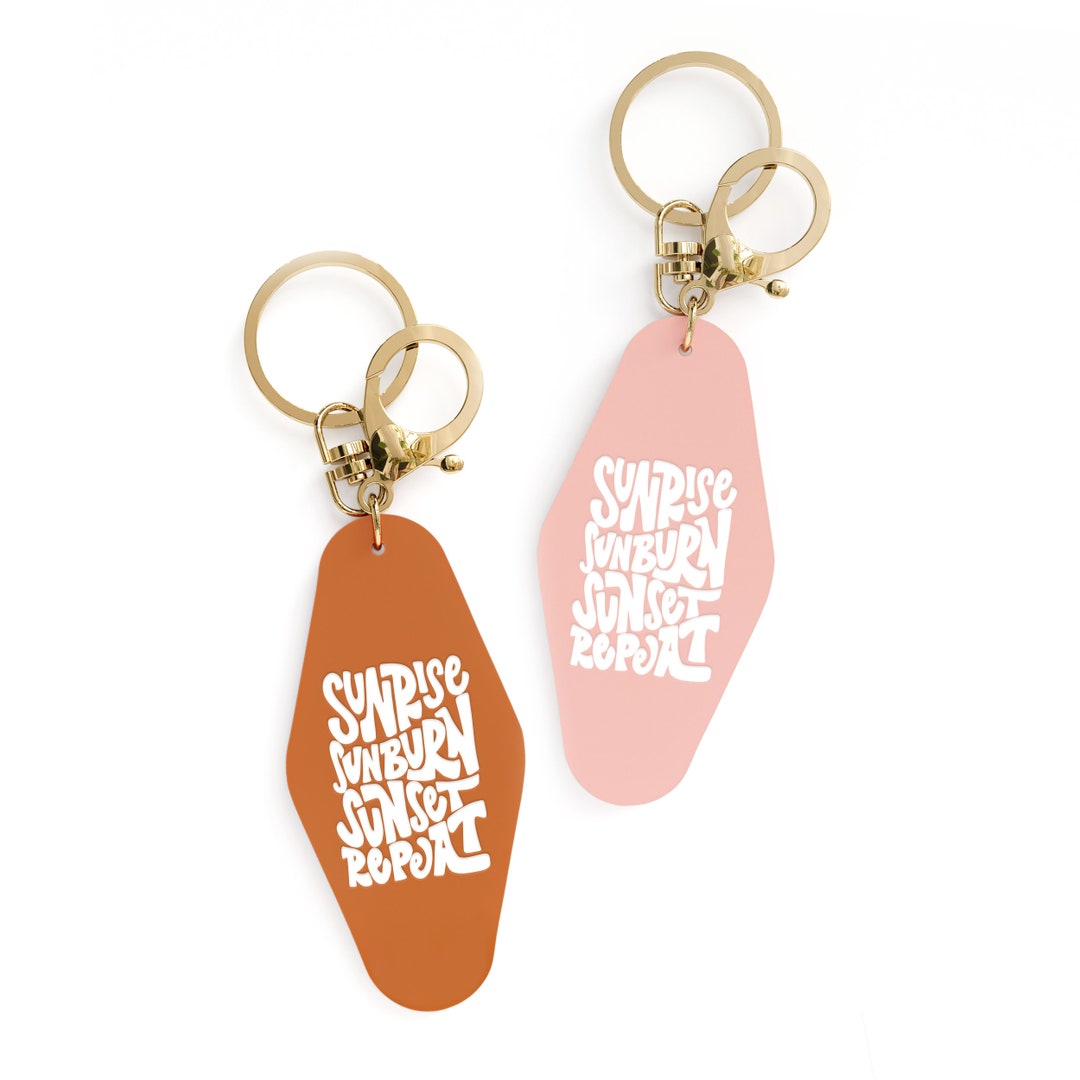 Sunrise Sunburn Sunset Repeat Retro Motel Keychain, Acrylic, Gift for ...