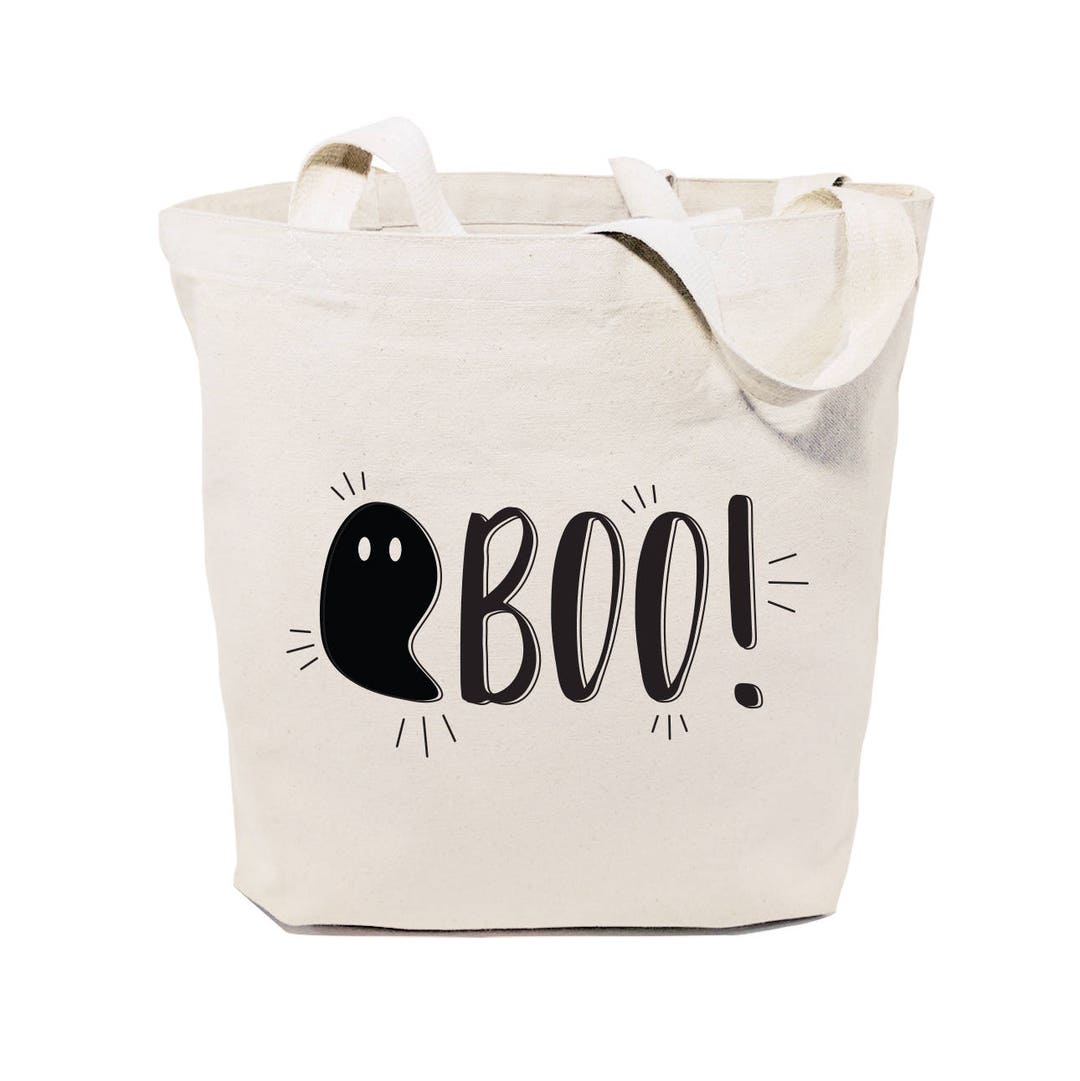 Boo! Cotton Canvas Reusable Halloween Tote, Trick or Treat Bag, Kid's ...