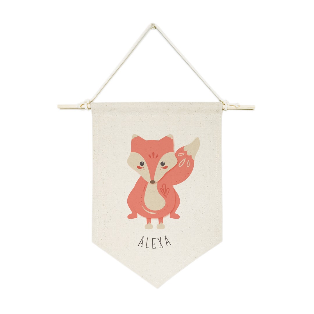 Personalized Name Fox Hanging Wall Canvas Banner and Wall Decor for Kid ...