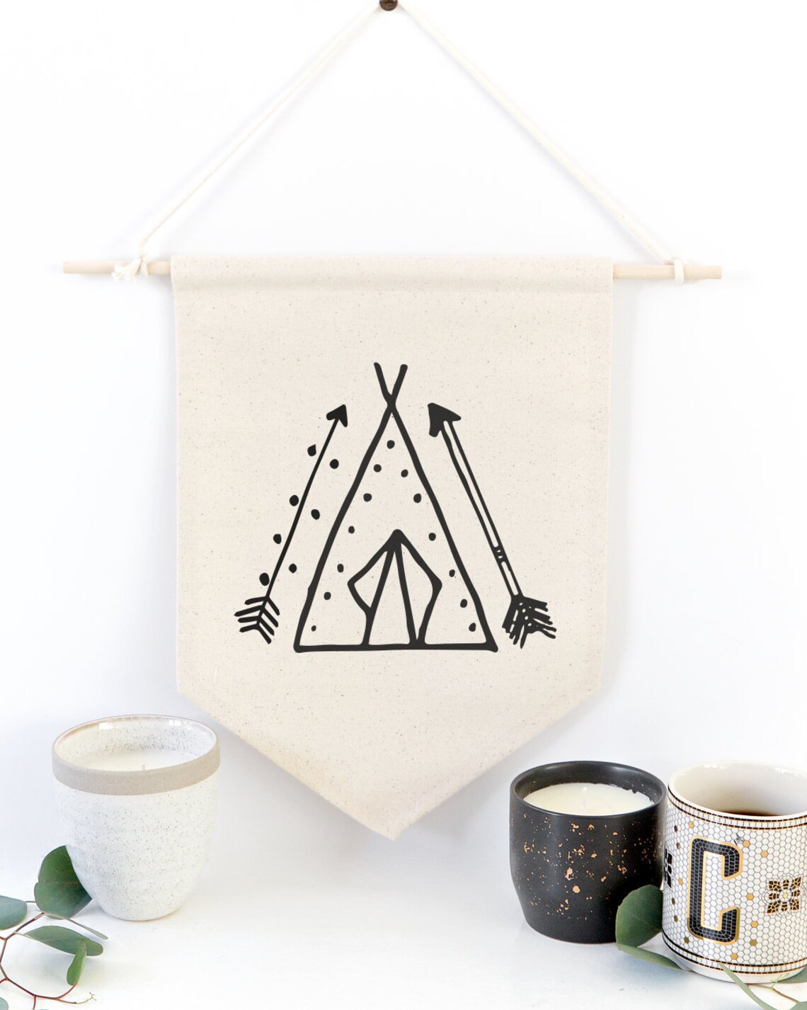 Tee Pee Tribal Hanging Wall Canvas Banner, Wall Decor for Kid's Room ...