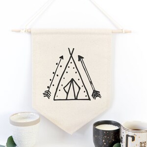 Tee Pee Tribal Hanging Wall Canvas Banner, Wall Decor for Kid's Room ...