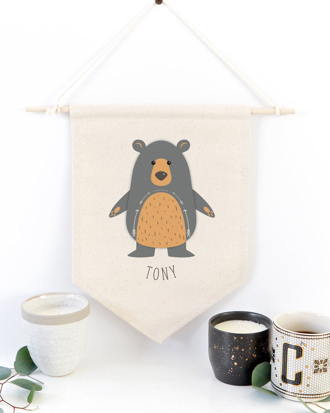 Personalized Name Bear Hanging Wall Canvas Banner and Wall Decor for ...