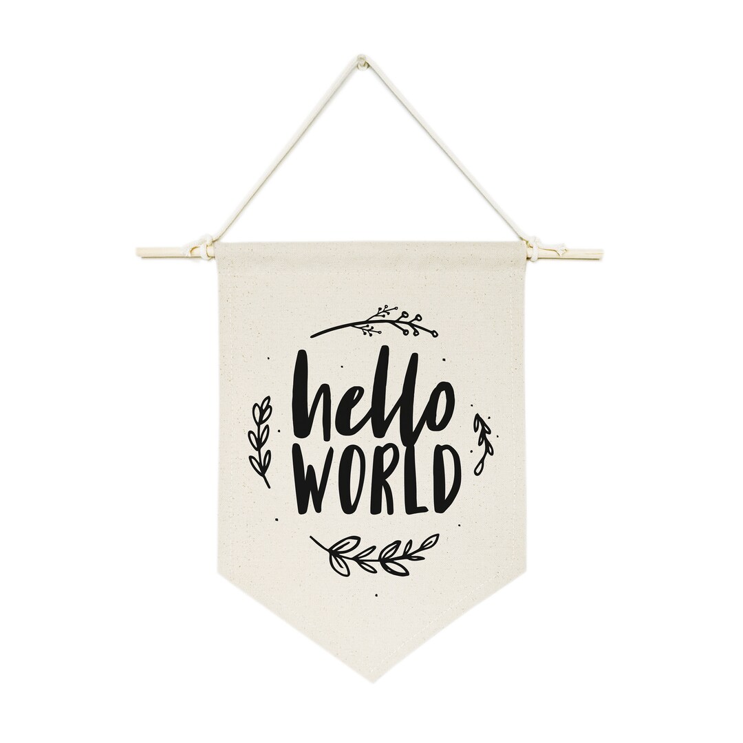 Hello World With Vines Hanging Wall Banner and Wall Decor for Kid's ...