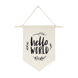 Hello World With Vines Hanging Wall Banner and Wall Decor for Kid's ...