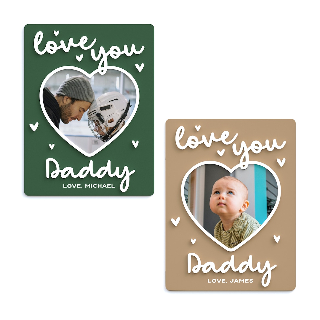 Personalized Love You Daddy Fridge Photo Magnet Frame, Father's Day ...