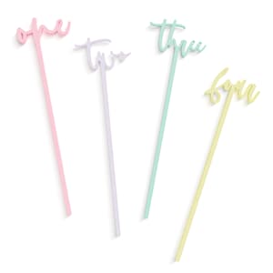 Custom Number Birthday Drink Stirrers, Anniversary, Party Decor ...