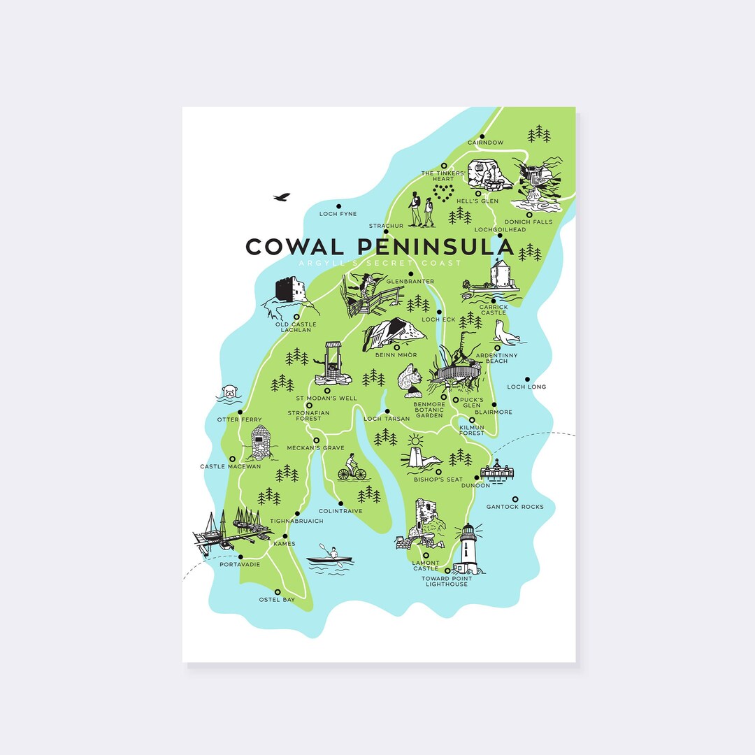 Cowal Peninsula A3 Print Map - Etsy