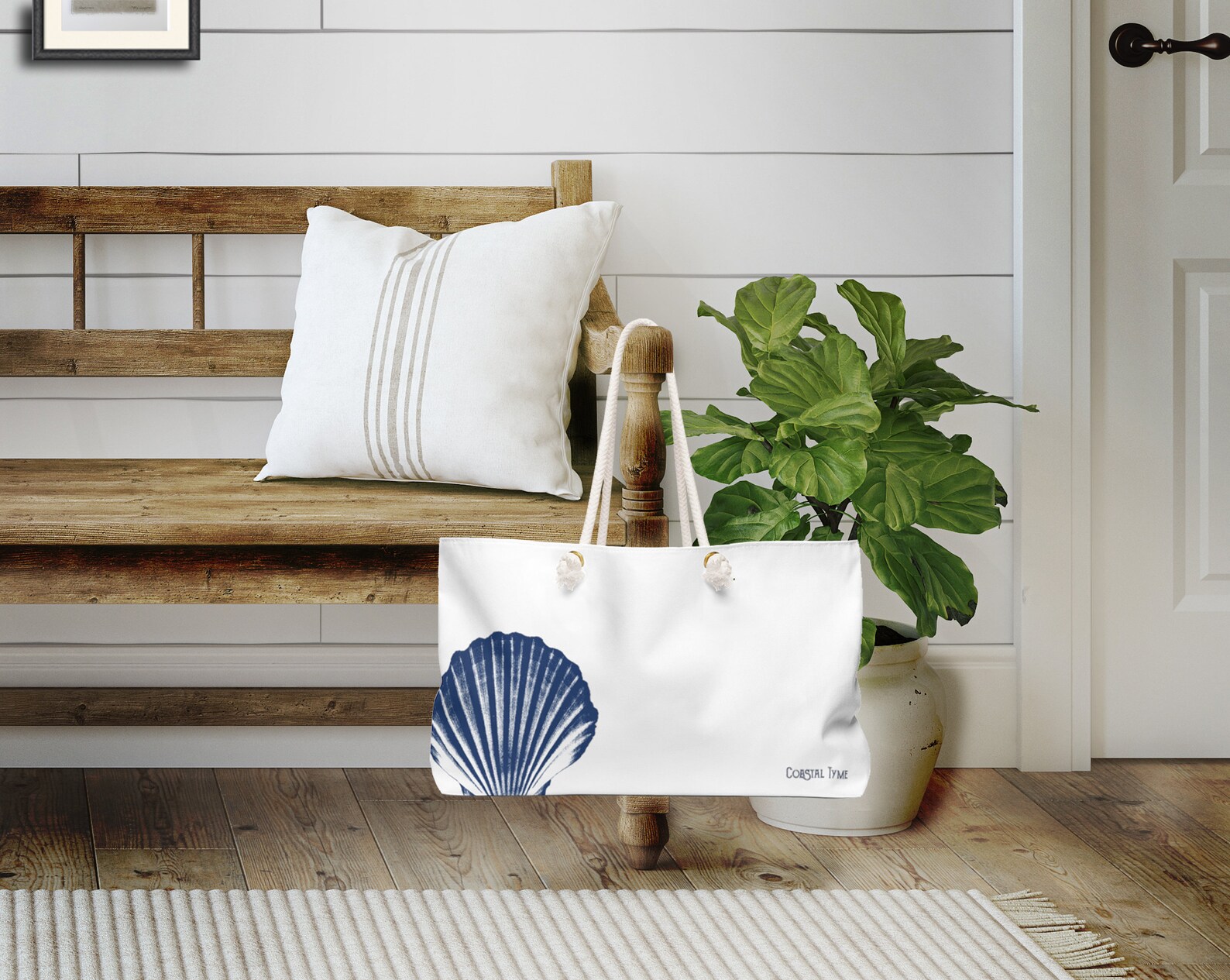 Beach Tote - Deep Blue Clam Shell - Etsy